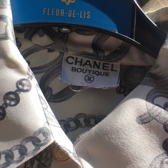 CHANEL | Tops | Chanel Vintage Logo Blouse | Poshmark